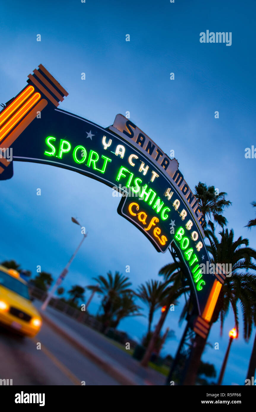 Neon sign santa monica pier hi-res stock photography and images - Alamy