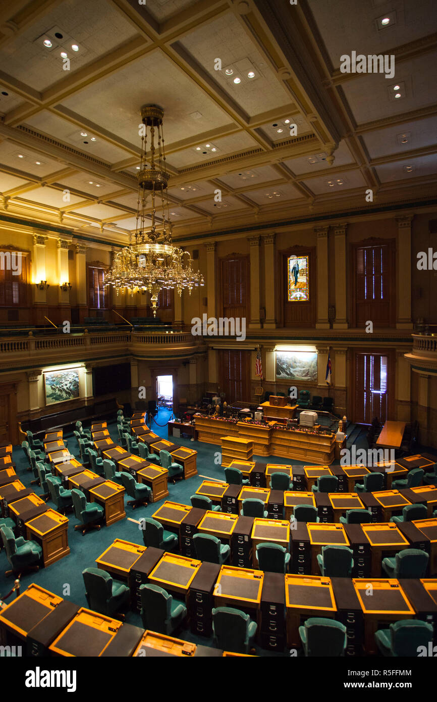 USA, Colorado, Denver, Colorado State Capitol, interior of the House of ...