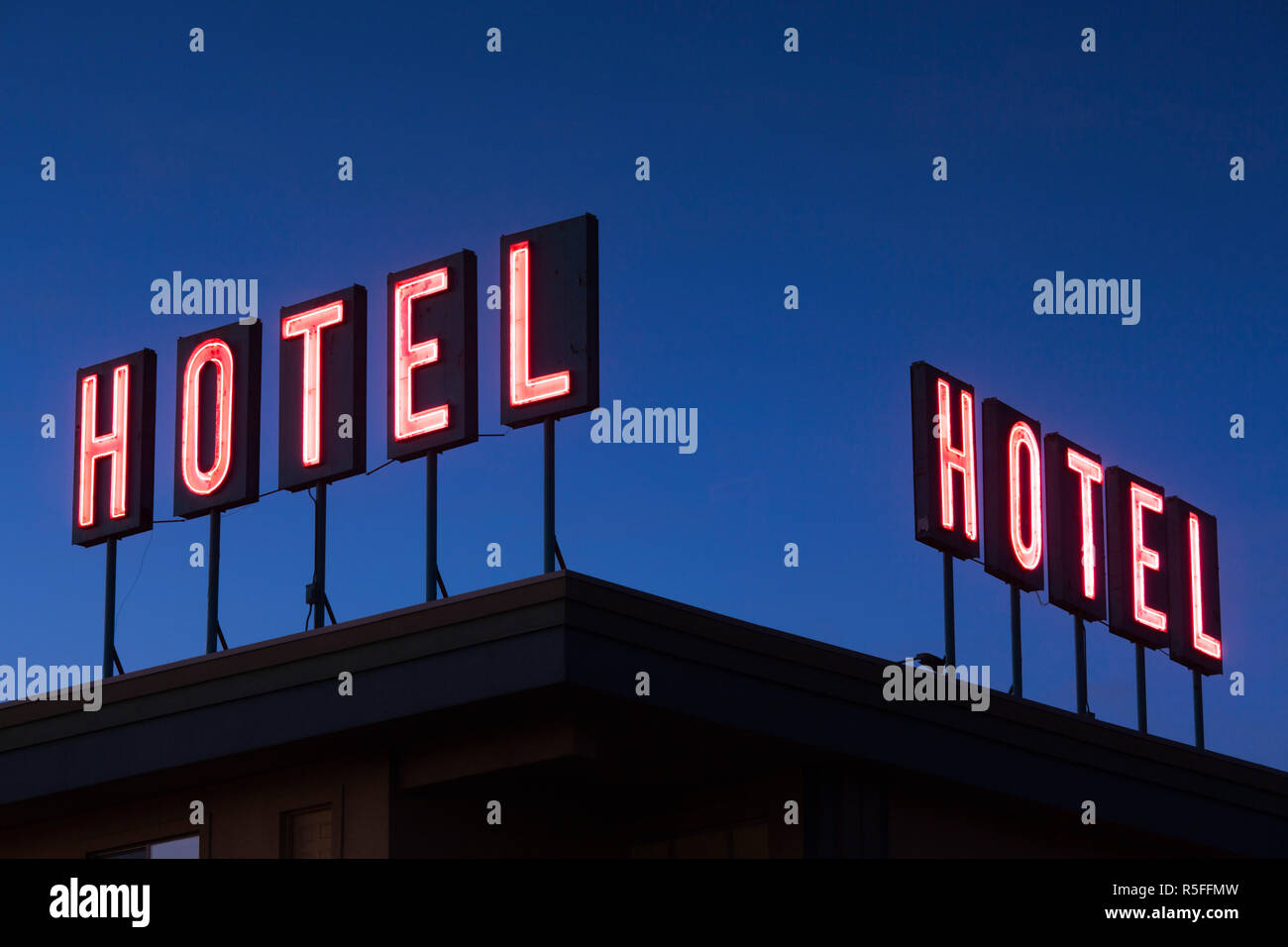 USA, Colorado, Denver, neon hotel sign Stock Photo - Alamy