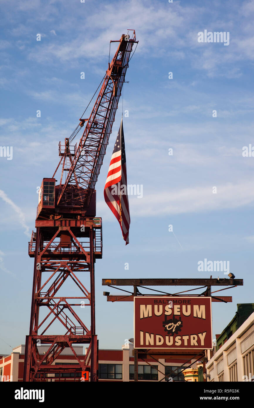 USA, Maryland, Baltimore, Baltimore Museum of Industry, crane Stock ...