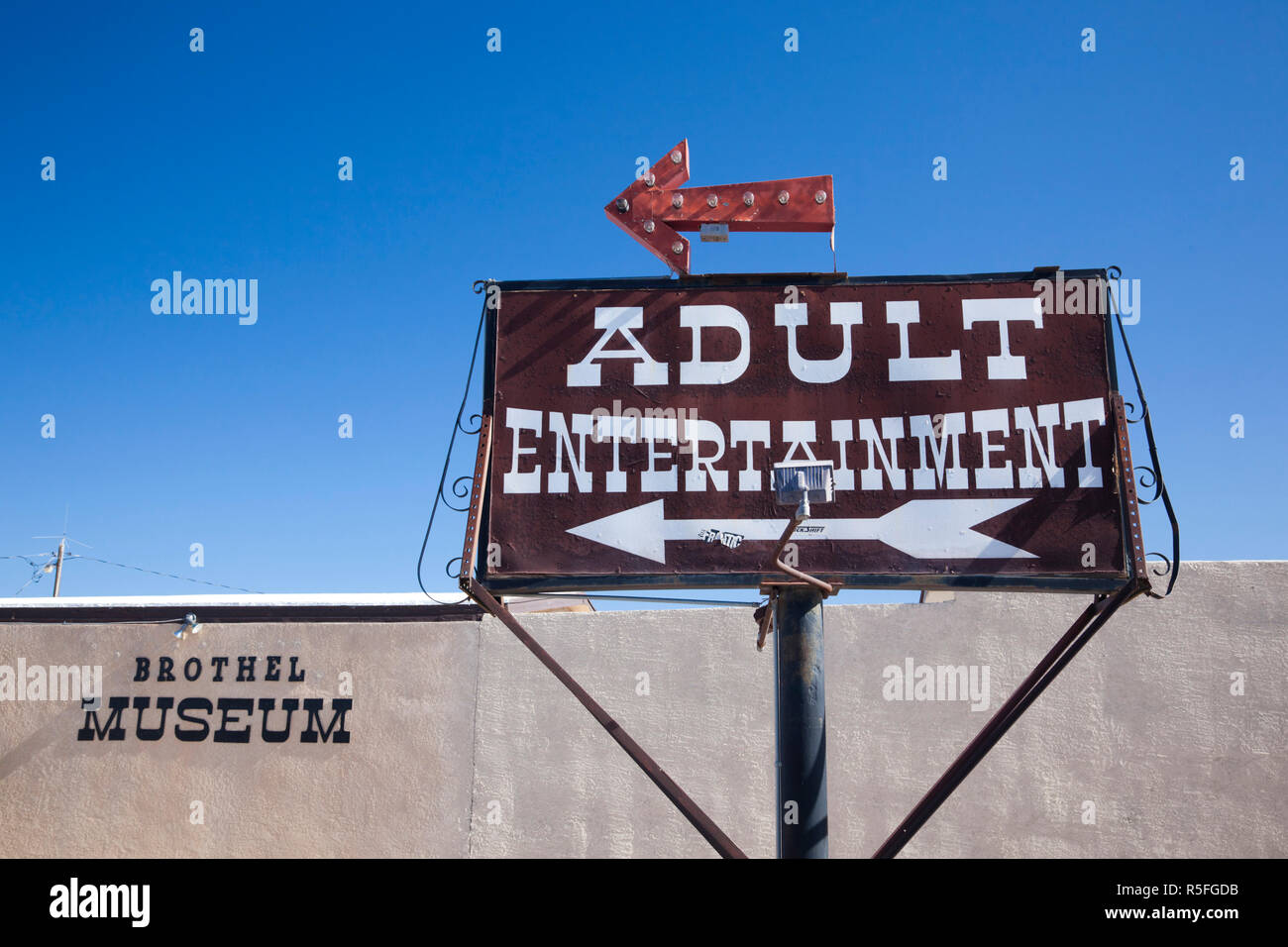USA, Nevada, Great Basin, Amargosa Valley, Cherry Patch Brothel sign ...