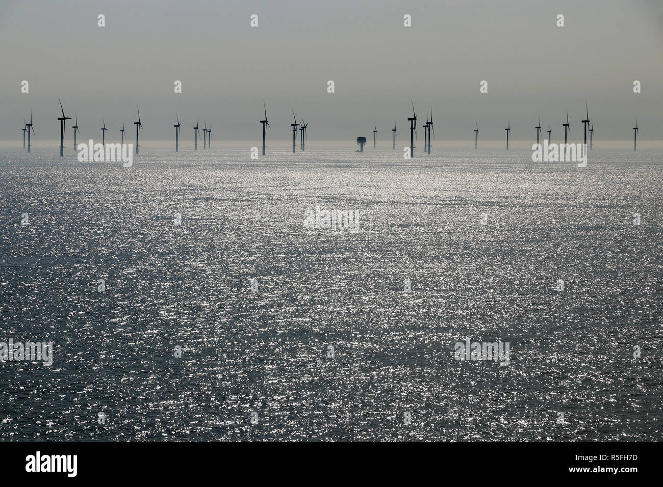 offshore wind farm in the sea. wind turbine in the water Stock Photo ...