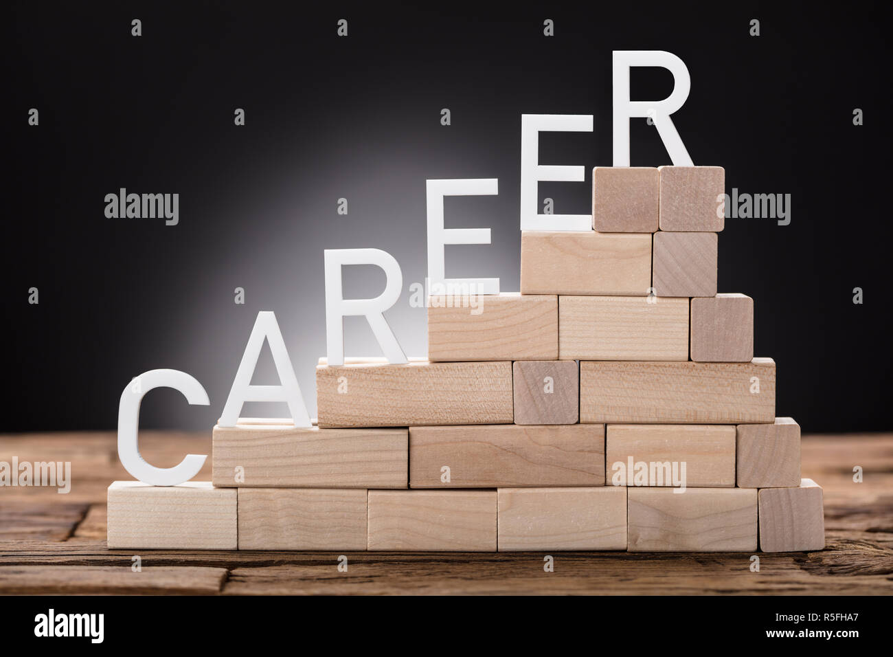 Career Text On Steps Made Of Wooden Blocks Stock Photo - Alamy
