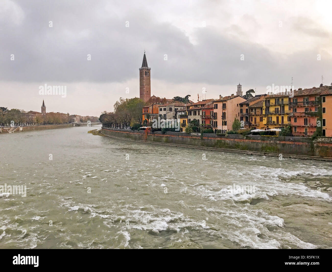 View of the river Adige and the old city of Verona from historical ...