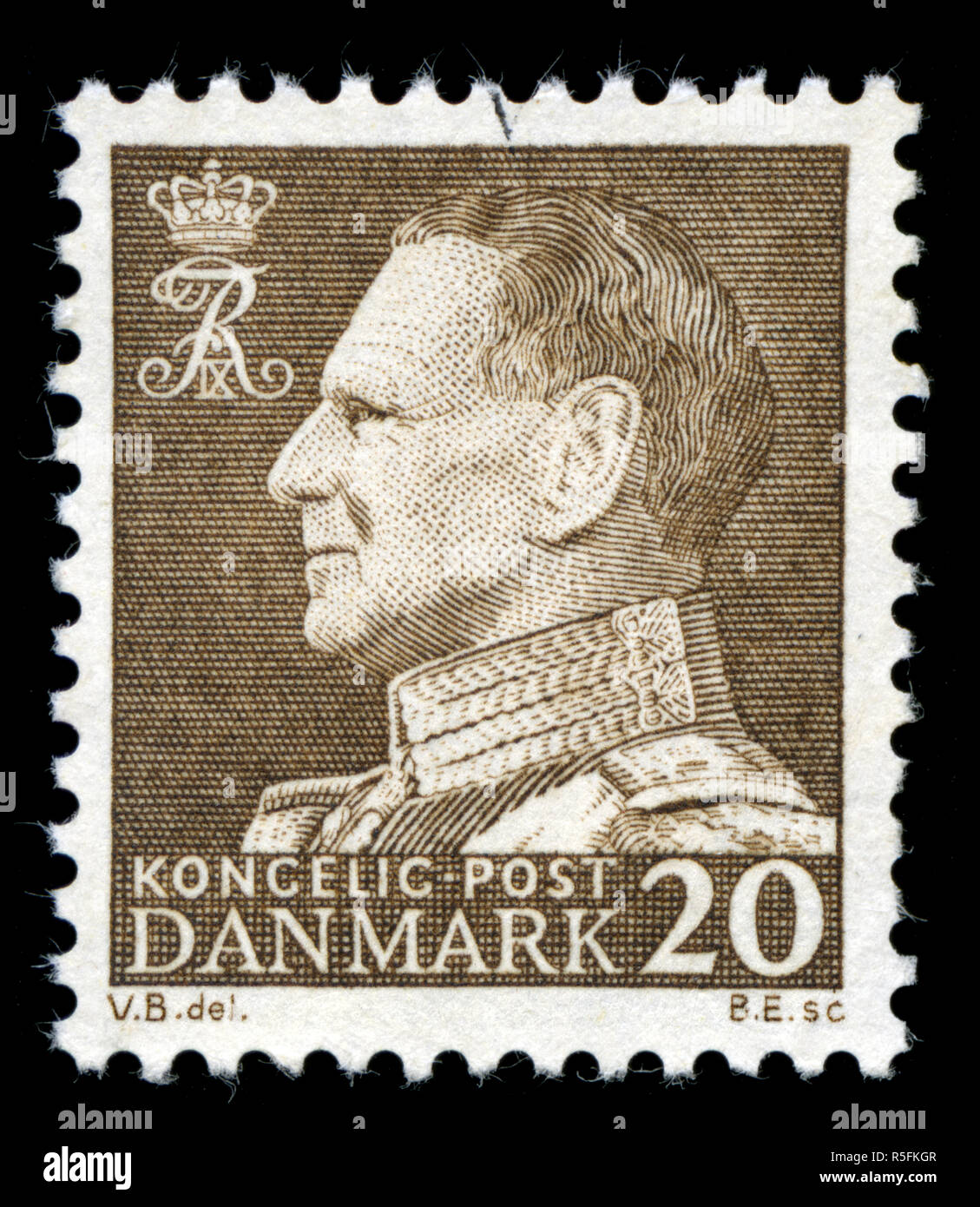 Postage stamp from Denmark in the King Frederik IX - Facing left series ...