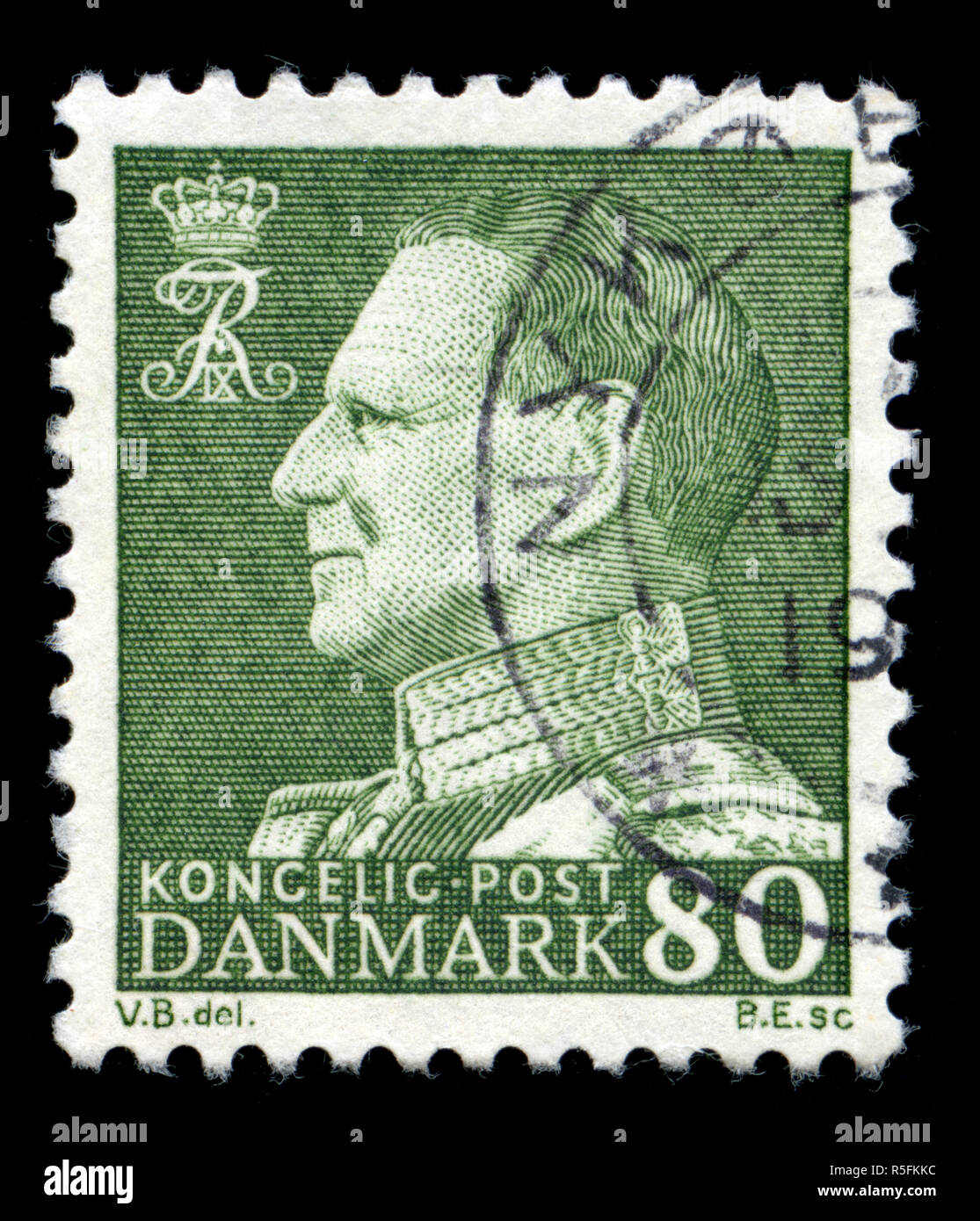 Postage stamp from Denmark in the King Frederik IX - Facing left series ...