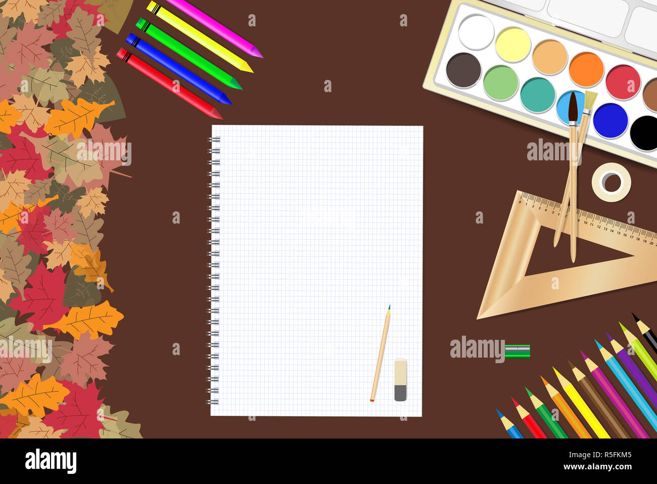 Autumn student table concept Stock Photo - Alamy