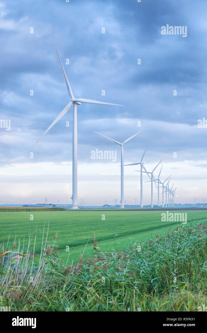 row of wind turbines Stock Photo - Alamy