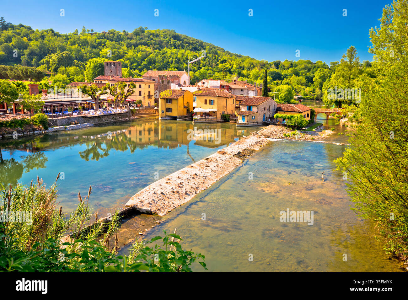 Idyllic Italian village of Borghetto on Mincio river view Stock Photo ...