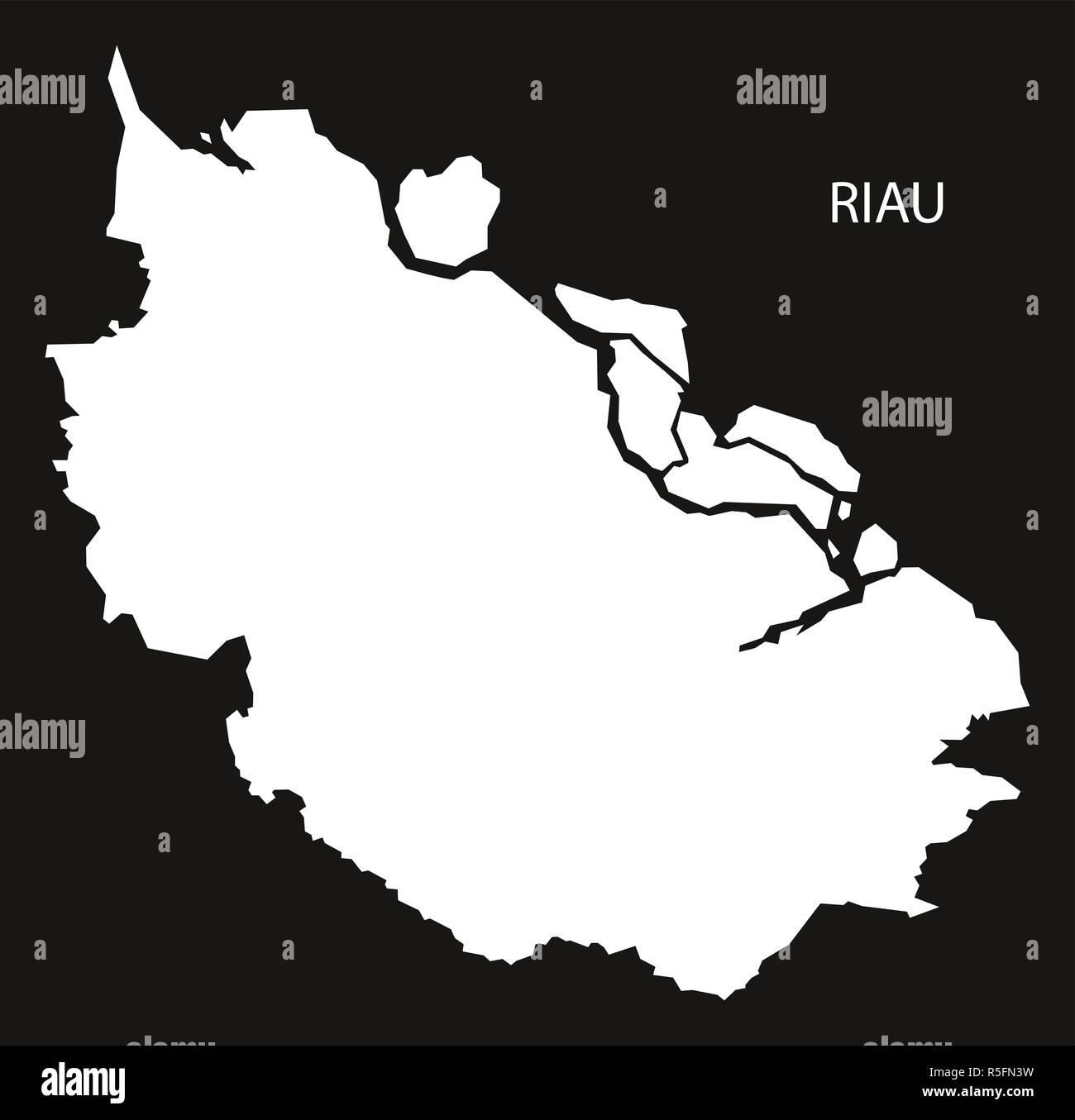 Riau Indonesia map black inverted silhouette illustration shape Stock ...