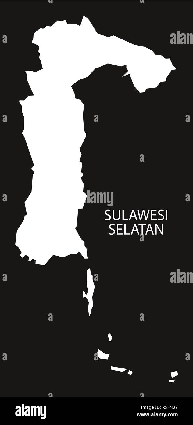 Sulawesi Selatan Indonesia map black inverted silhouette illustration ... Sulawesi Selatan Indonesia map black inverted silhouette illustration ...