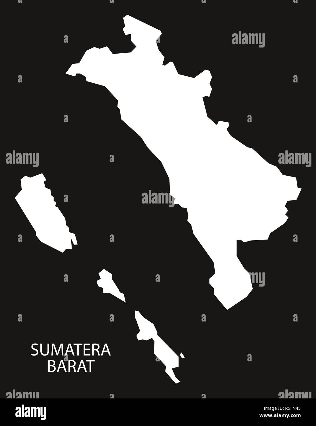 Sumatera Barat Indonesia map black inverted silhouette illustration ...