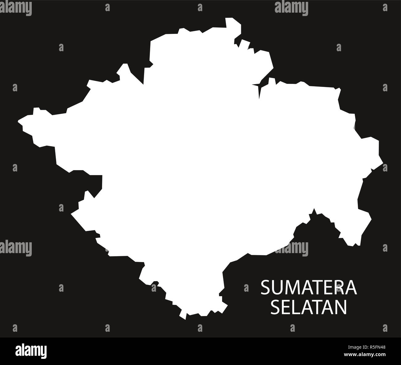 Sumatera Selatan Indonesia map black inverted silhouette illustration ...
