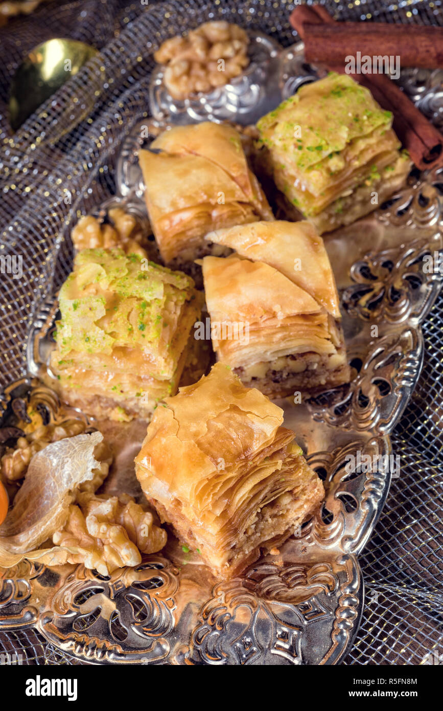 a fresh and tasty real turkish baklava Stock Photo - Alamy