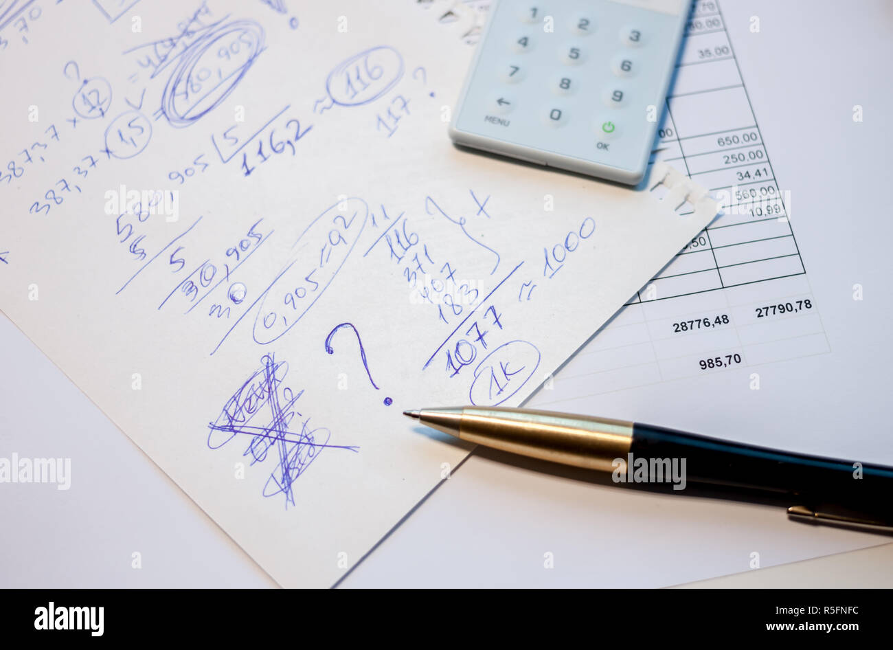 business plan calculation Stock Photo - Alamy