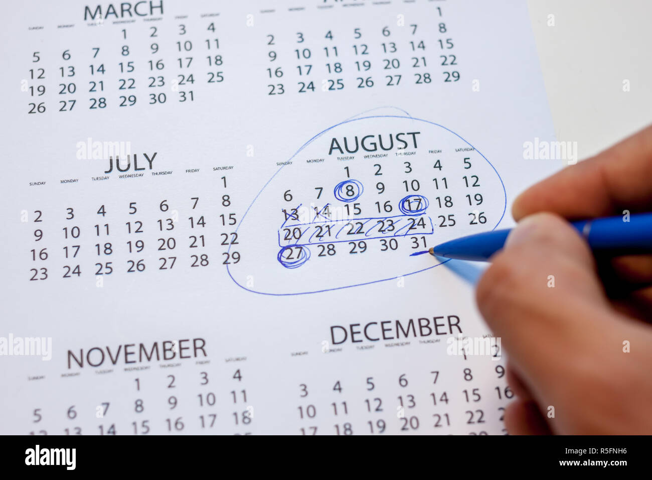 pen marks on the calendar Stock Photo - Alamy