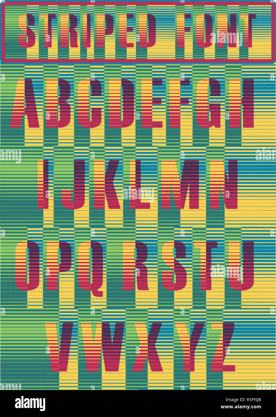 Font shape alphabet type typo retro striped hi-res stock photography ...