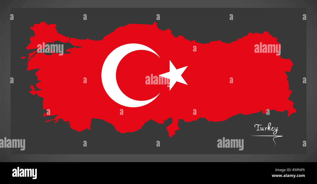 Turkey map with Turkish national flag illustration Stock Photo - Alamy