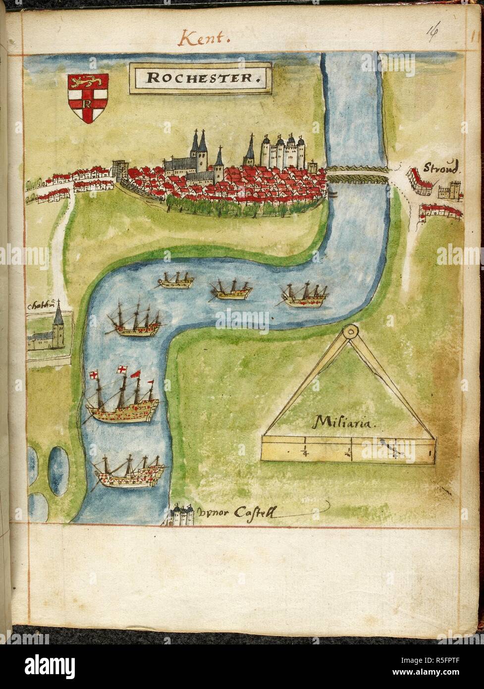 A map of Rochester. The Particular Description of England. 1588. Source ...