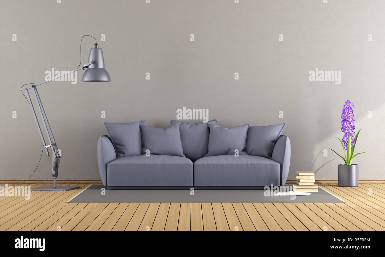 Purple sofa in a modern living room Stock Photo - Alamy