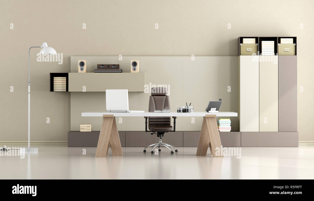 Minimalist modern office Stock Photo - Alamy