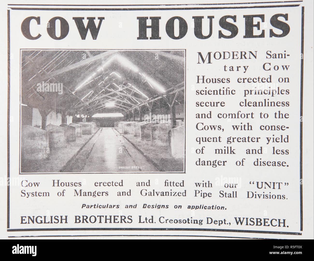 An advert for English Brothers Ltd Cow Houses. From an old British ...