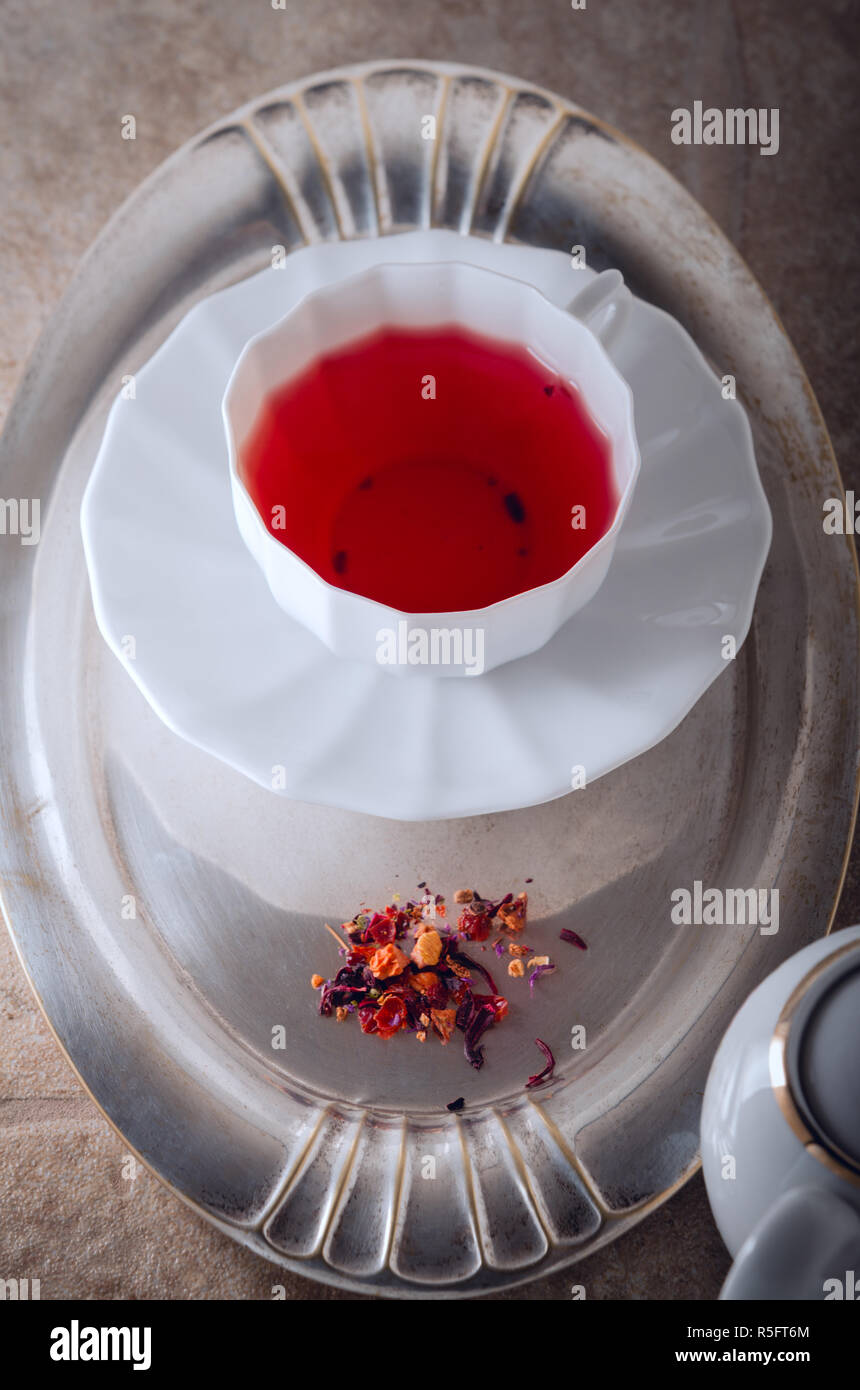 A cup of Red fruit tea Stock Photo - Alamy