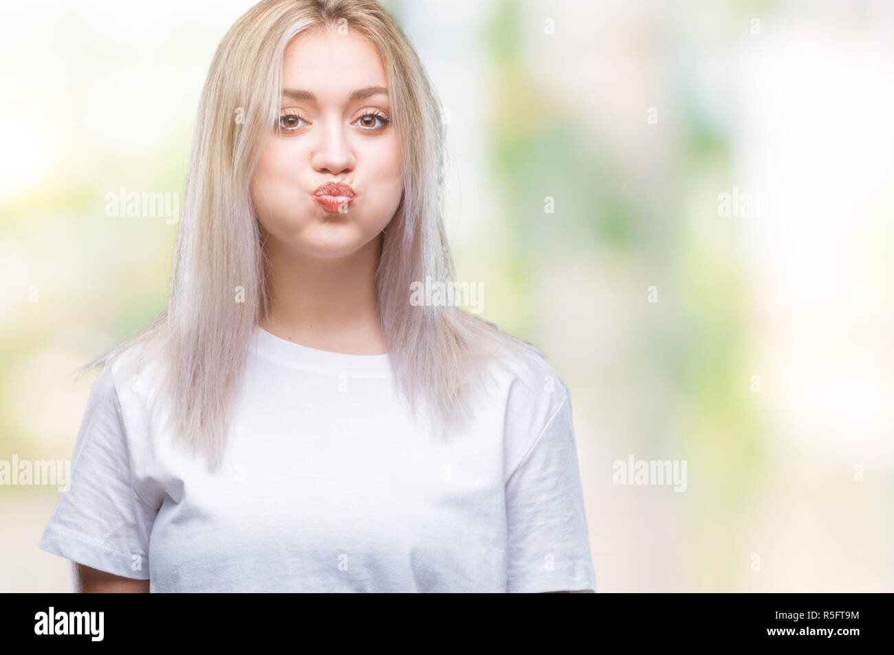 Puffed cheeks woman hi-res stock photography and images - Alamy