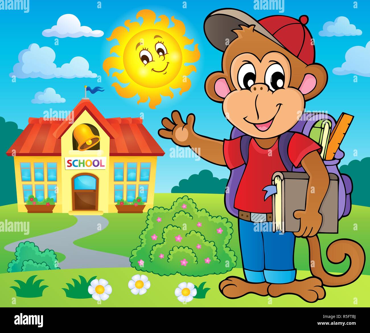 Cartoon School Monkey