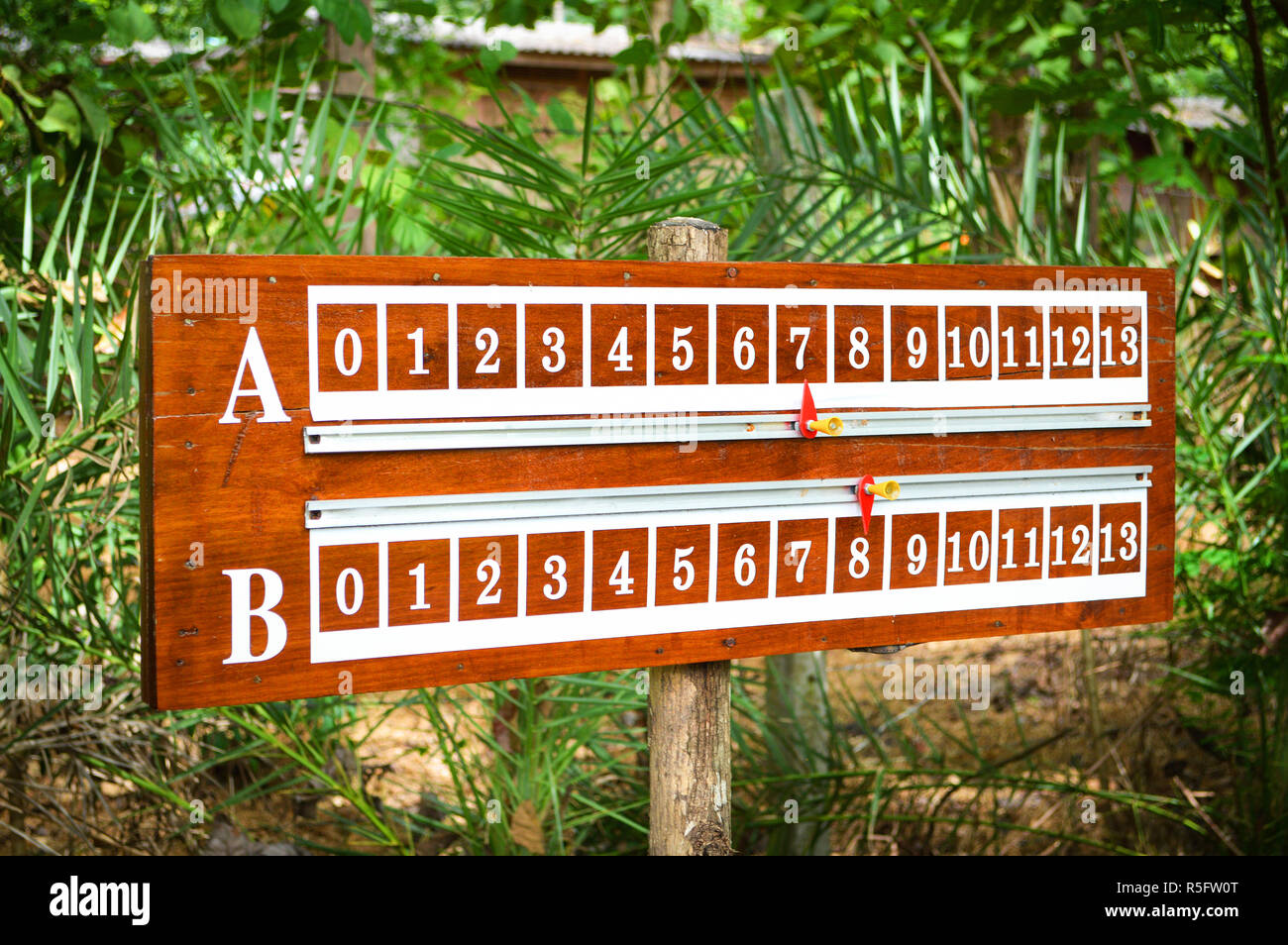 petanque scoreboard / the wooden of white numbers on petanque ...