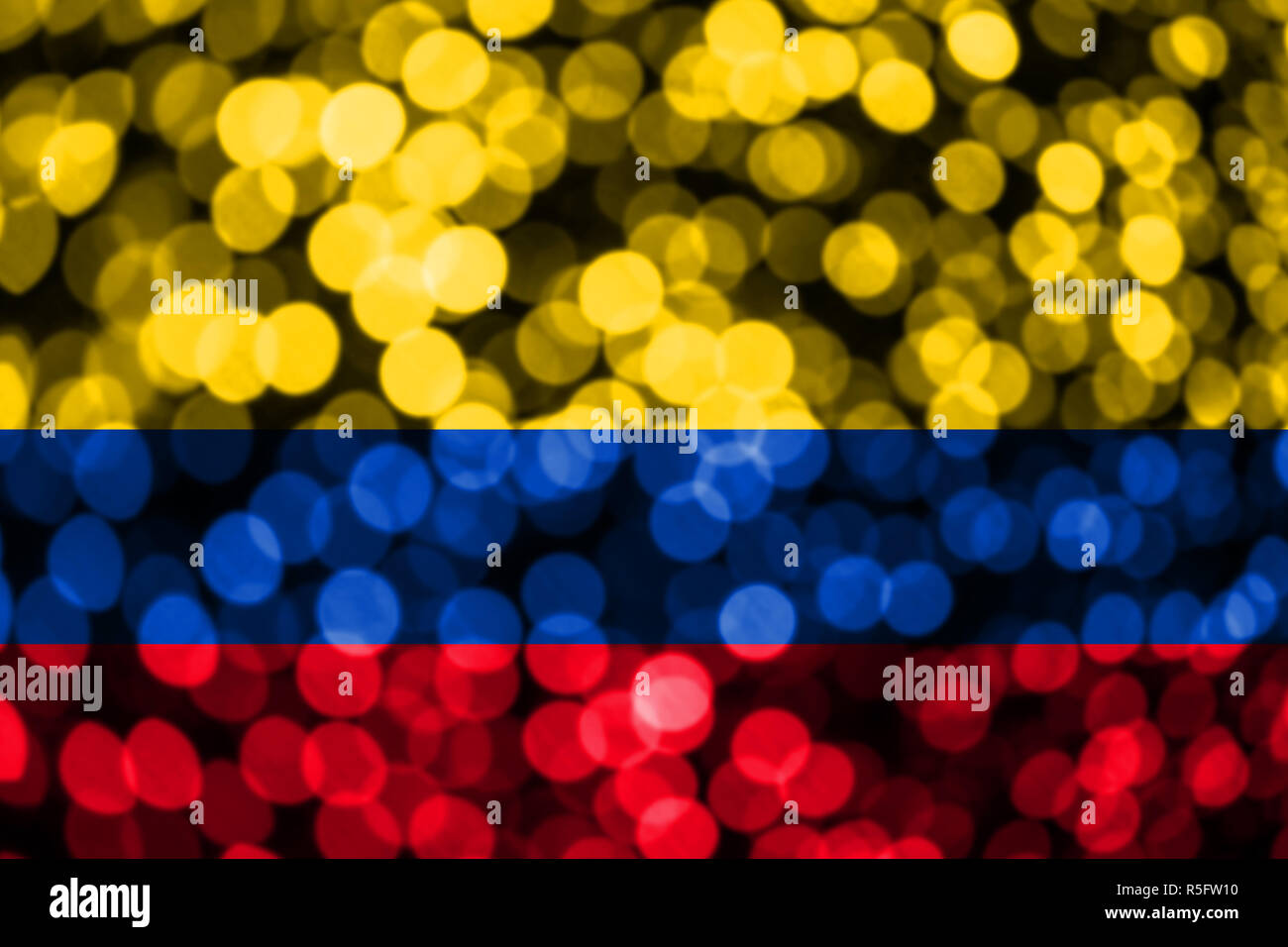 Colombia abstract blurry bokeh flag. Christmas, New Year and National ...