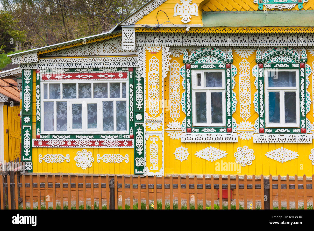 Russia, Ivanovo Oblast, Golden Ring, Plyos, house with traditional ...