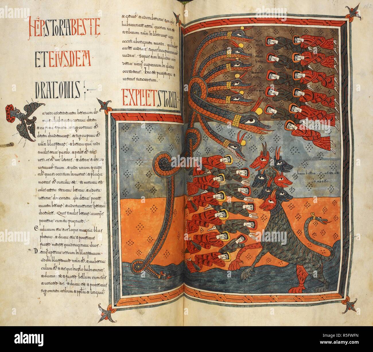 The seven-headed dragon and the beast from the sea with their ...