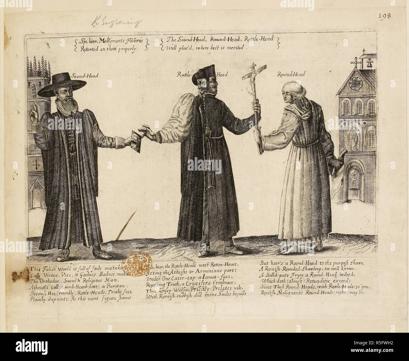 An engraving showing three figures: A " Sound-Head " representing a ...