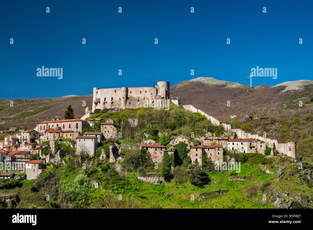 Medieval castle over town of Brienza, Lucanian Apennines, Basilicata ...