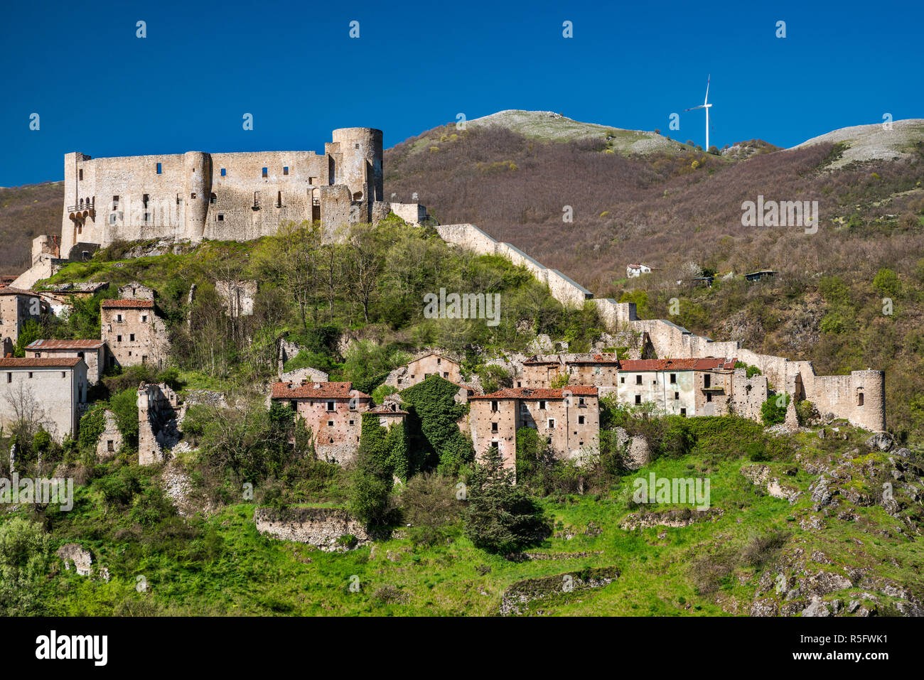 Medieval castle over town of Brienza, Lucanian Apennines, Basilicata ...