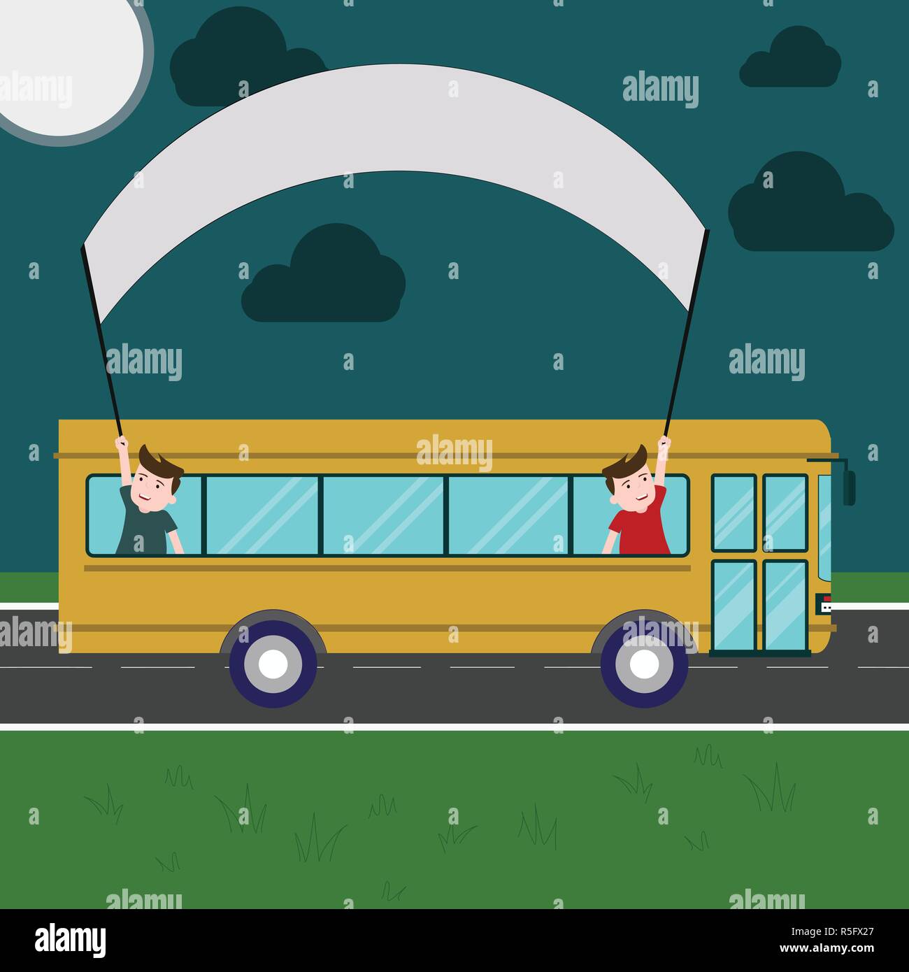 Stick children holding banner hi-res stock photography and images - Alamy