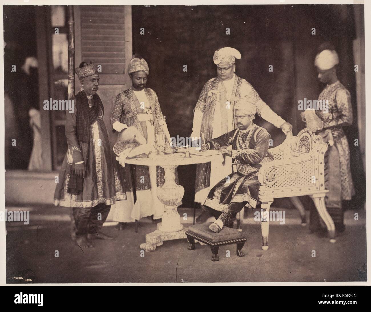 H.E. the Tondiman Rajah with his Ministers. [Pudukkottai]. A group with ...