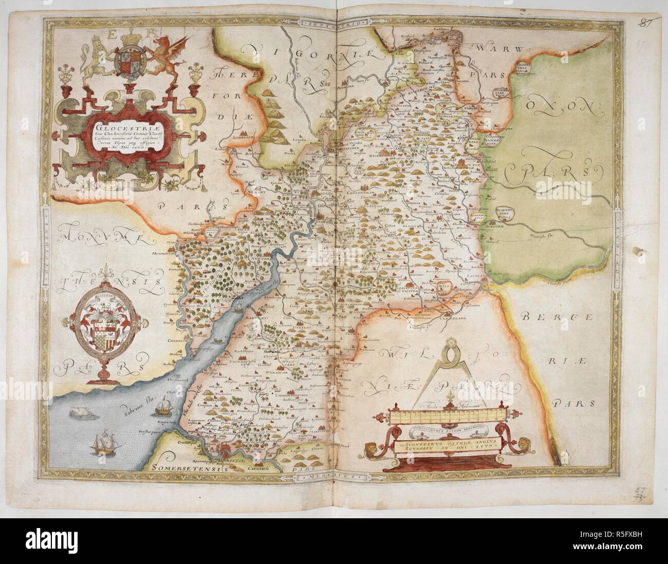 Map with title 'Glosestria' (Gloucester). Lord Burghley's Atlas. Maps ...
