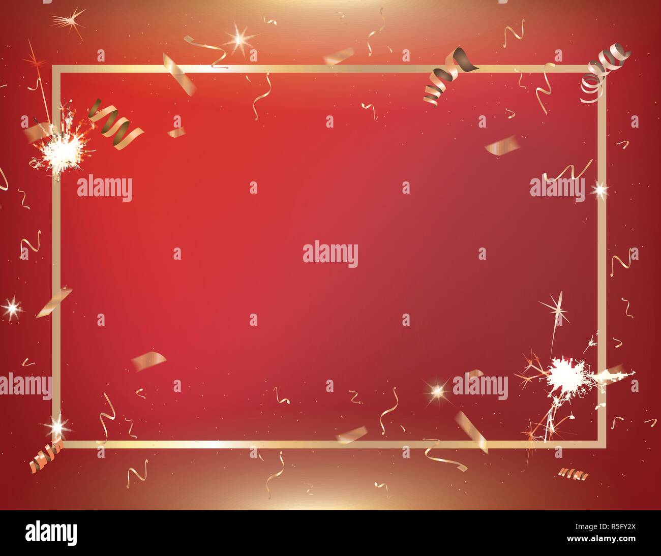 The vector red gradient party and celebration background with golden ...