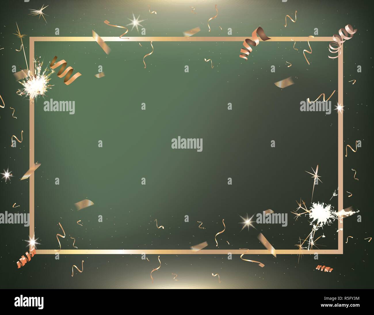 The vector Green gradient party and celebration background with golden ...