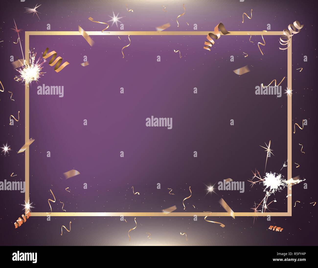 The vector purple gradient party and celebration background with golden ...