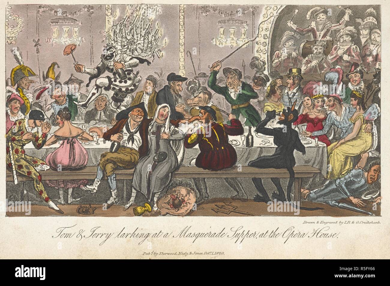 Tom & Jerry larking at a masquerade supper at the Opera House. [Life in ...