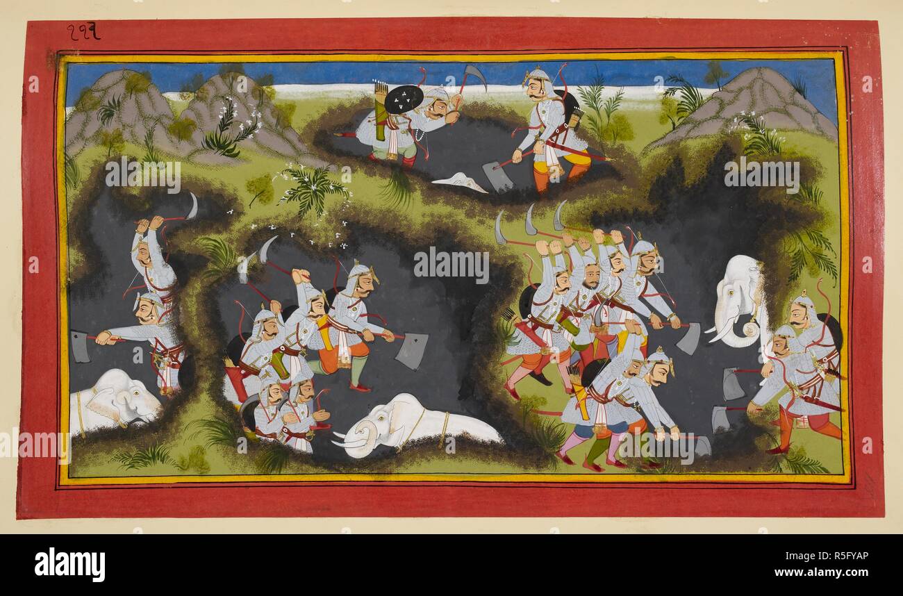 Sagara's sons search for the horse. Ramayana, Bala Kanda. Udaipur, 1712 ...