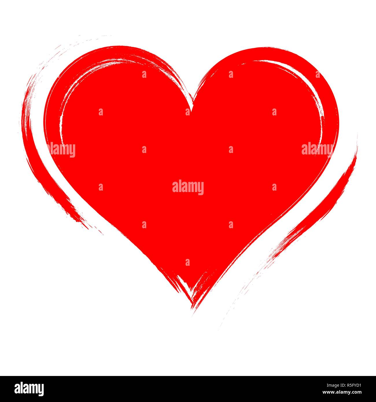 Vector Heart shape frame with brush painting isolated on white ...