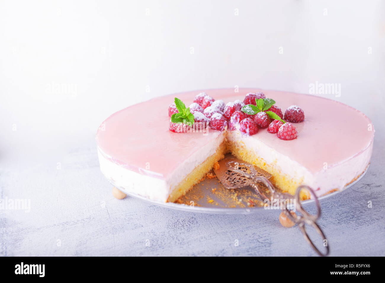 Raspberry yogurt cake Stock Photo - Alamy