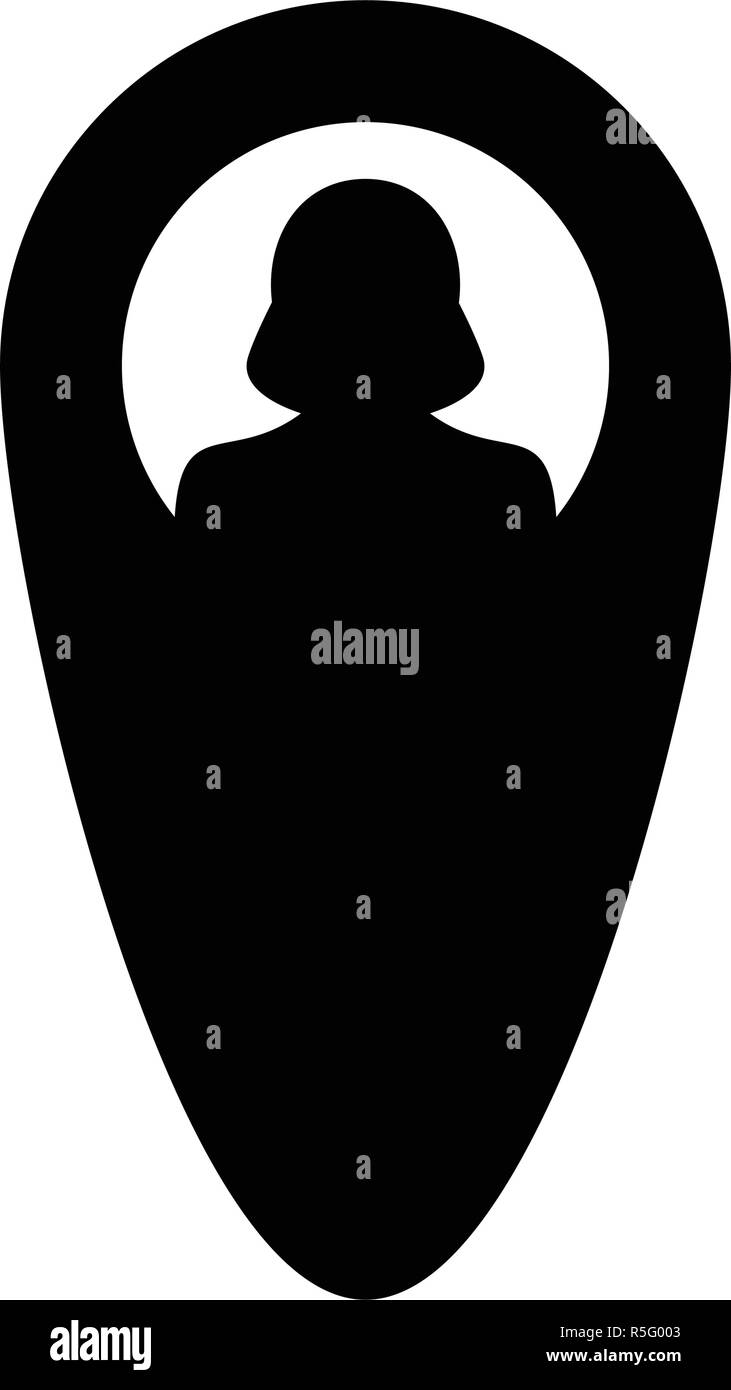 Tracking icon vector female user person profile avatar with location ...