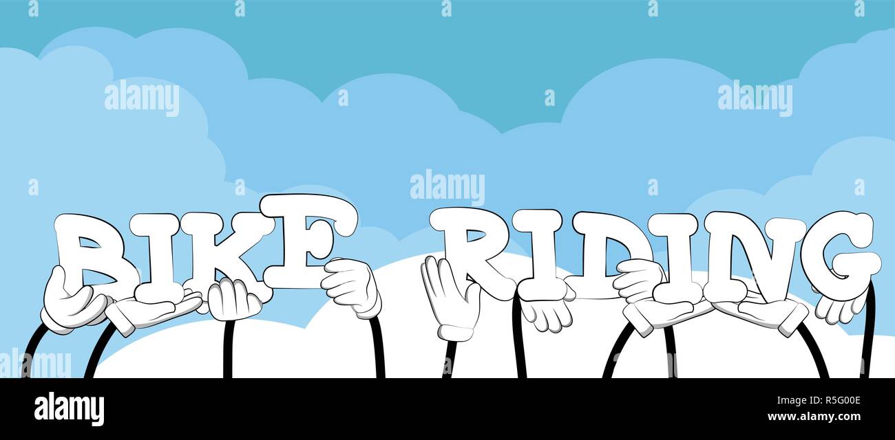 Diverse hands holding letters of the alphabet created the word Bike ...