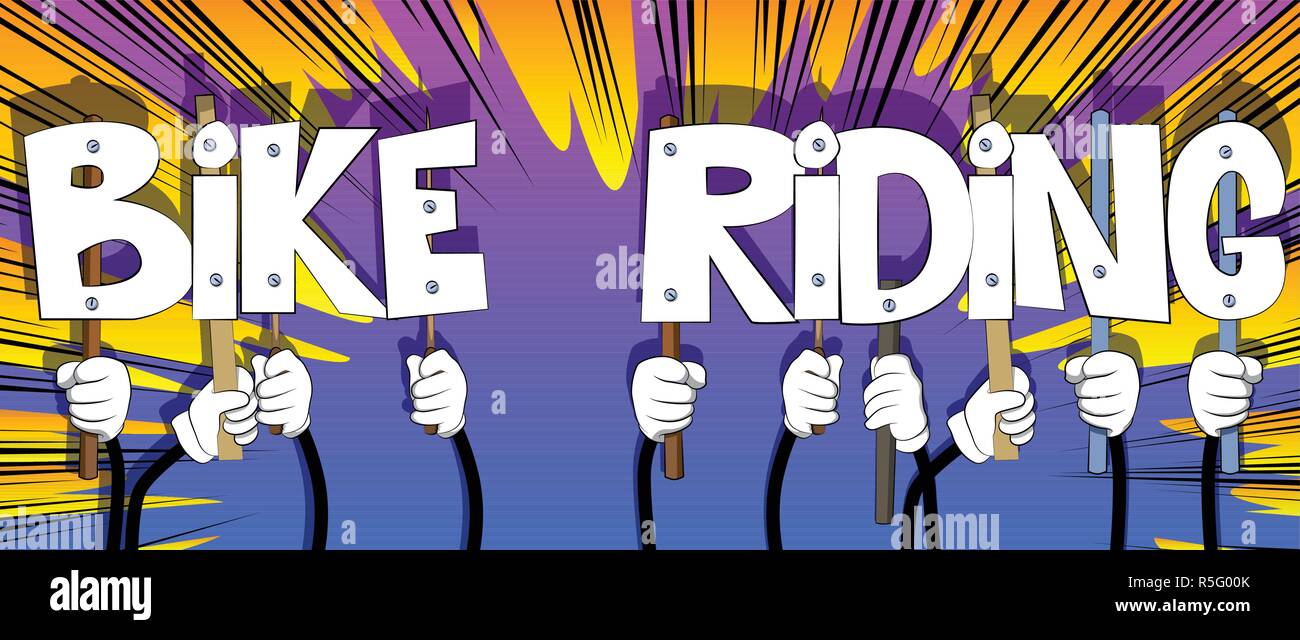 Diverse hands holding letters of the alphabet created the word Bike ...