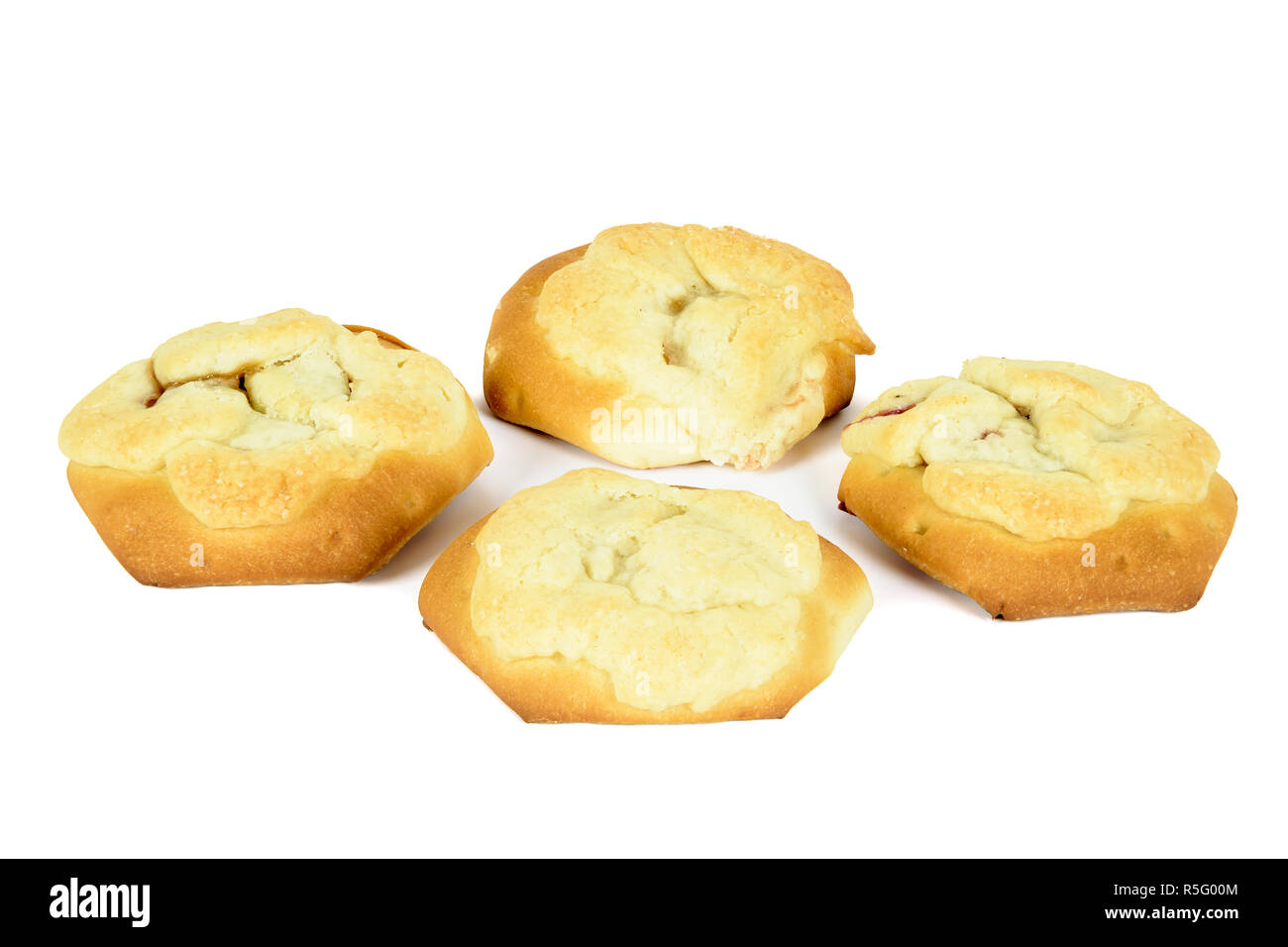 four buns stuffed with plum isolated on white background Stock Photo ...